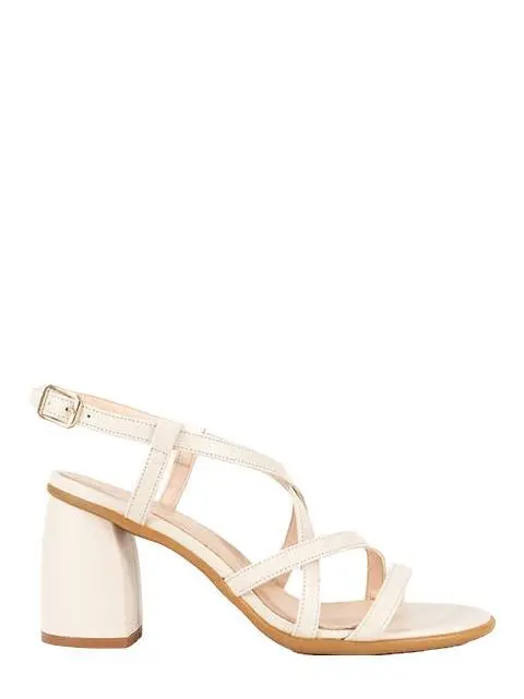 MENINA STEP Cloe Leather Heeled Sandal - Ivory