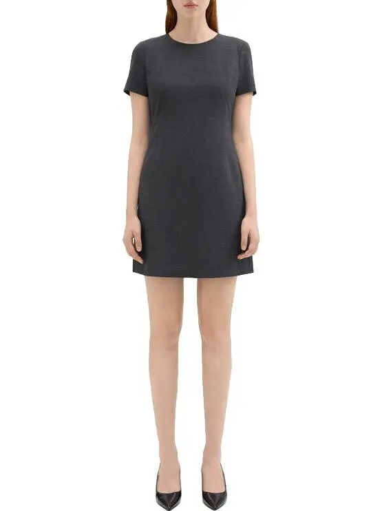 Theory Jatinn Wool-blend Short-sleeve Dress - Charcoal Melange