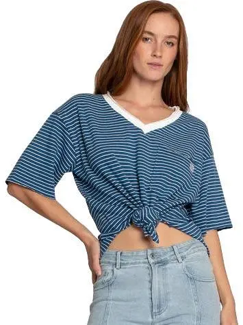 BELLE & BLOOM Striped Oversized T-shirt - Blue