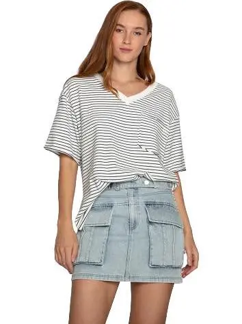 BELLE & BLOOM Striped Oversized T-shirt - White