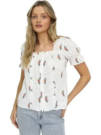 BELLE & BLOOM Wild Garden Floral Blouse - White