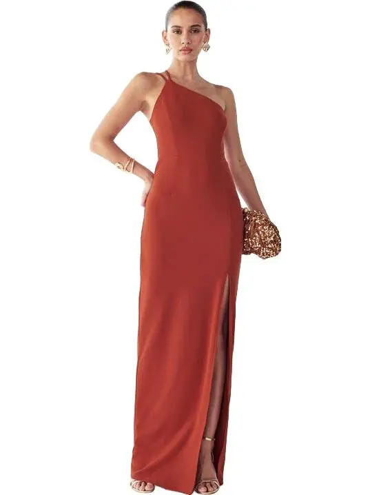 BWLDR Boston One-shoulder Maxi Dress - Copper
