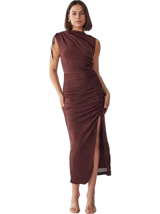 BWLDR Eternity Fit And Flare Maxi Dress - Chocolate