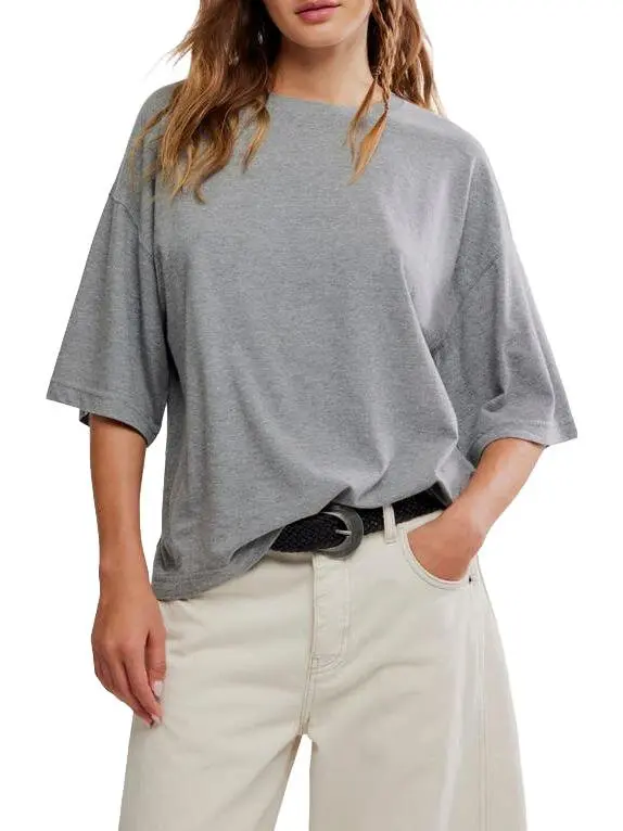 Free People Oversized Cotton T-shirt - Heather Grey