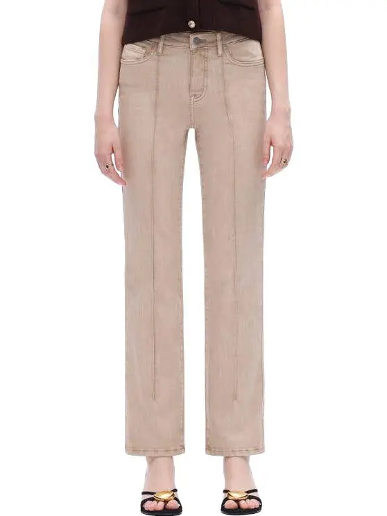 BAYEAS Seamed High-waist Straight-leg Jeans - Khaki