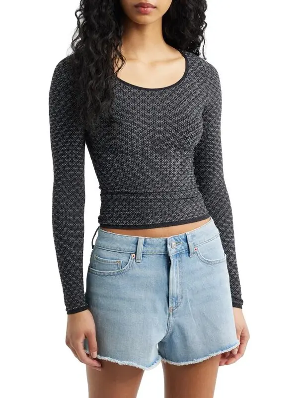 Free People Love Letter Long Sleeve Top - Black