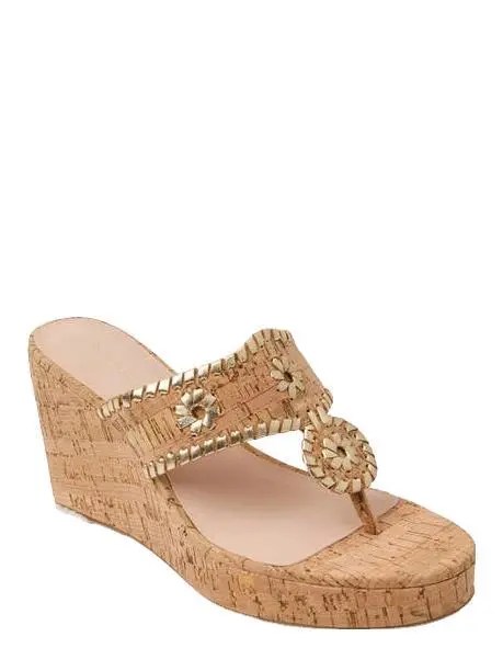 Jack Rogers High Wedge Sandal - Cork/gold