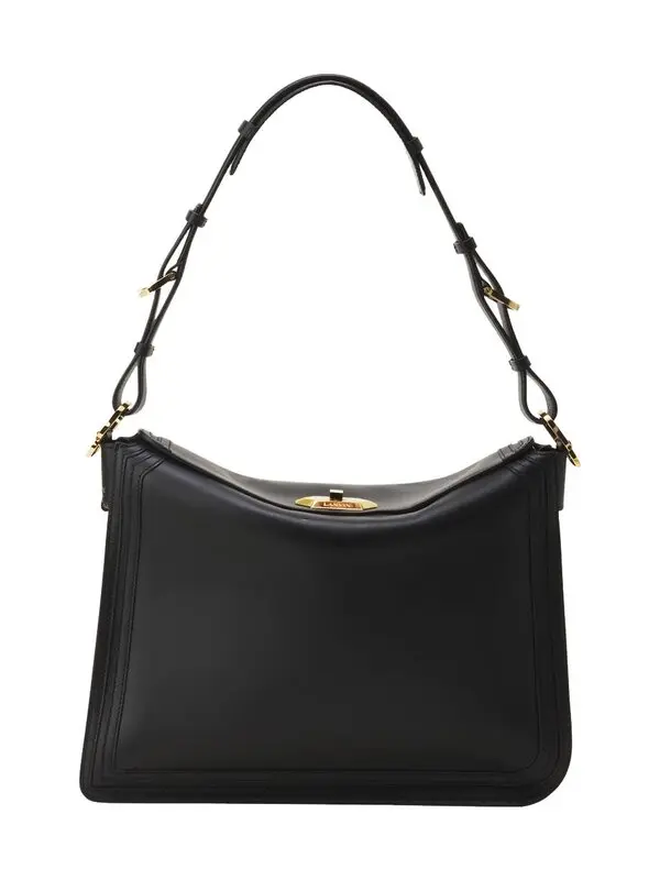 LANVIN Compagnon Asymmetrical Leather Bag - Black