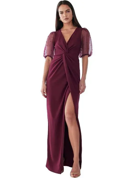 BWLDR Chiara Fit-and-flare Maxi Dress - Burgundy
