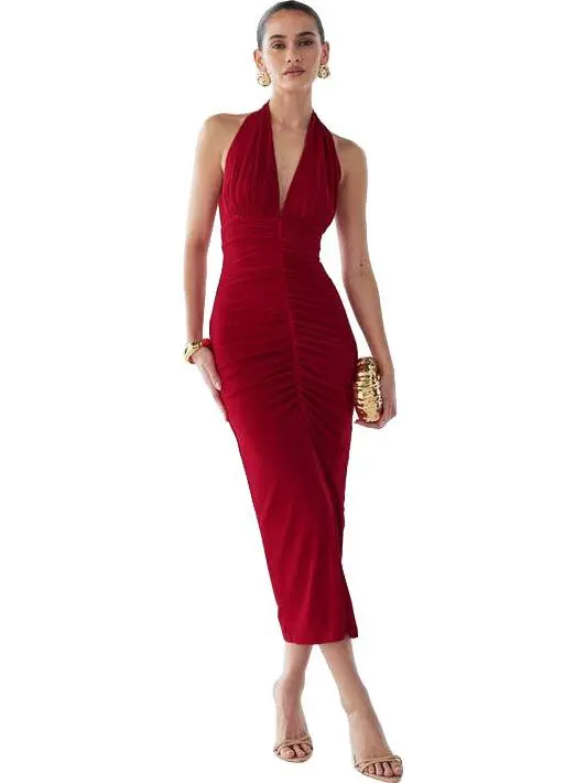 BWLDR Lizette Bodycon Midi Dress - Red