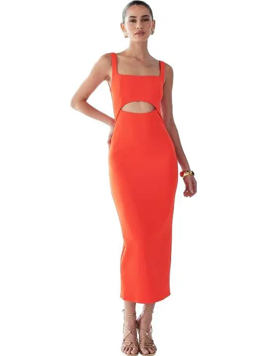 BWLDR Adi Midi Dress - Coral