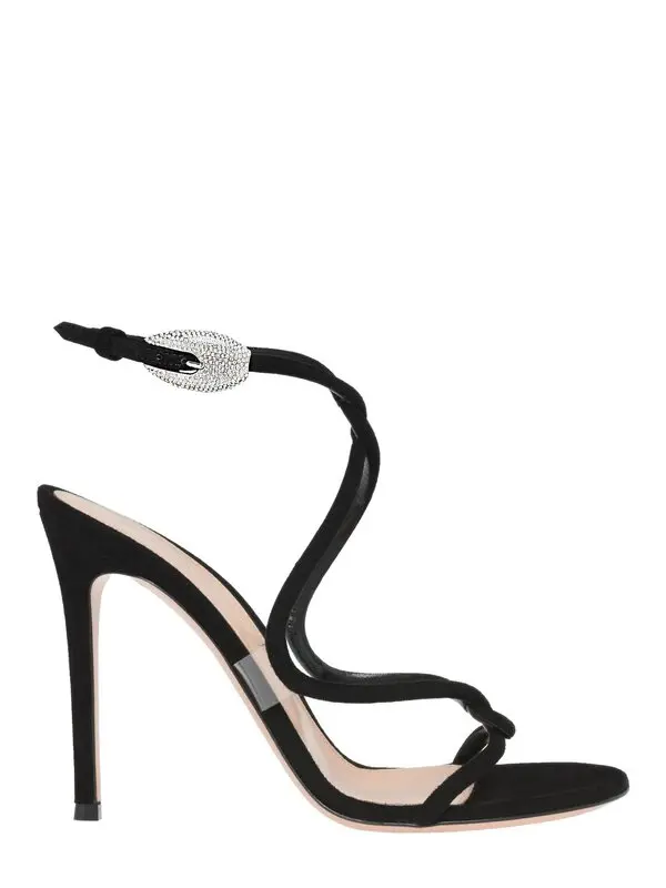 GIANVITO ROSSI Mamba Crystal Sandal - Black Suede