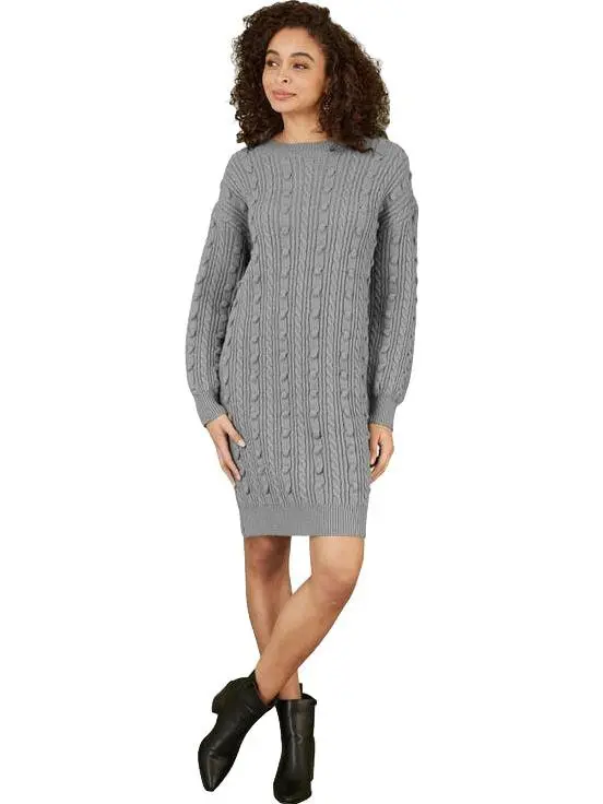 YUMI Cable Knit Tunic Dress - Grey