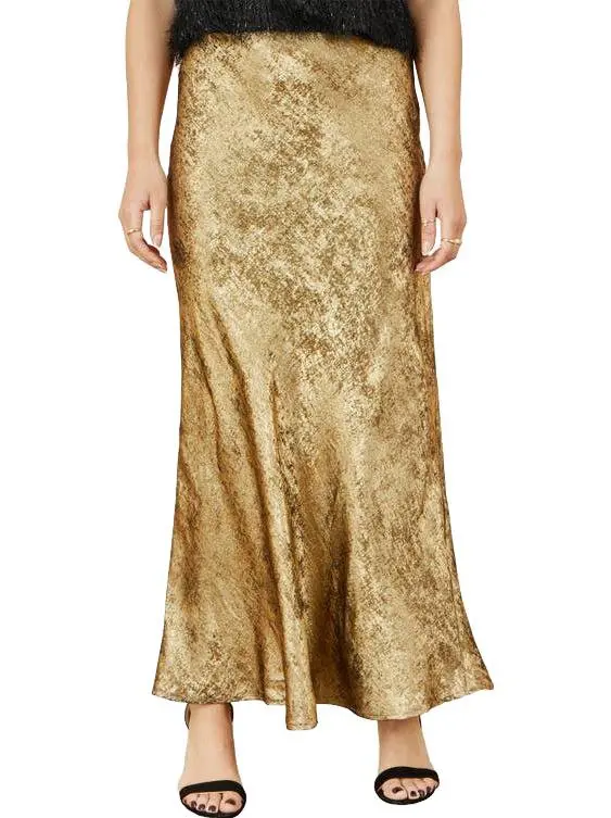 YUMI Satin Midi Skirt - Gold