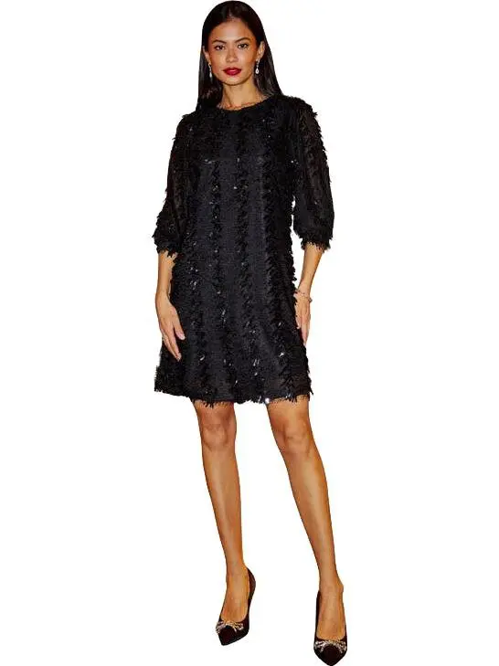 YUMI Sequin Tunic Mini Dress - Black
