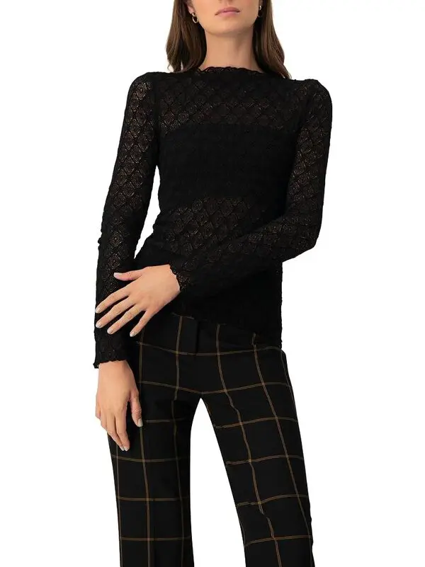 IVONNE Knitted Long Sleeve Blouse - Black