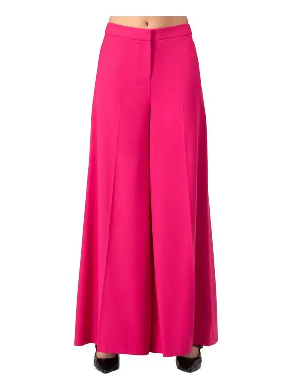 IVONNE Solid Wide-leg Trousers - Pink