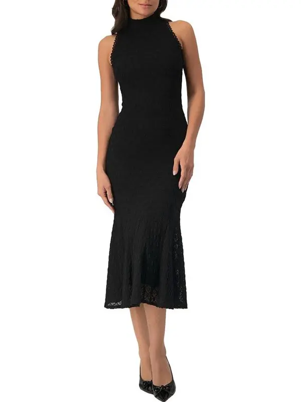 IVONNE Knitted Midi Dress - Black