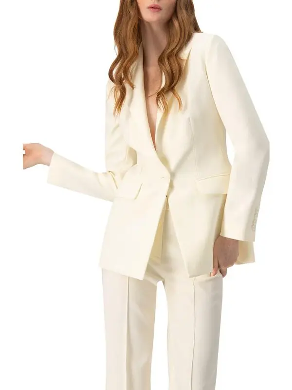 IVONNE Single-button Solid Blazer - Natural