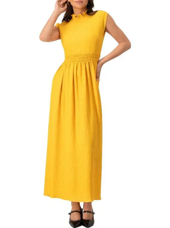 IVONNE Sleeveless High Neck Long Dress - Yellow