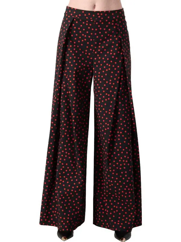 IVONNE Wide-leg Polka Dot Print Pants - Black