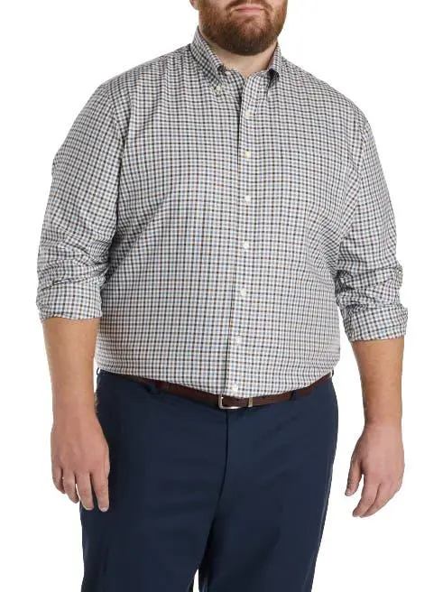 Brooks Brothers Big & Tall Non-iron Gingham Sport Shirt - Brown Blue