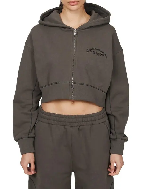 GOOD FOR NOTHING Coverlock Vintage Crop Zip Hoodie - Gunmetal