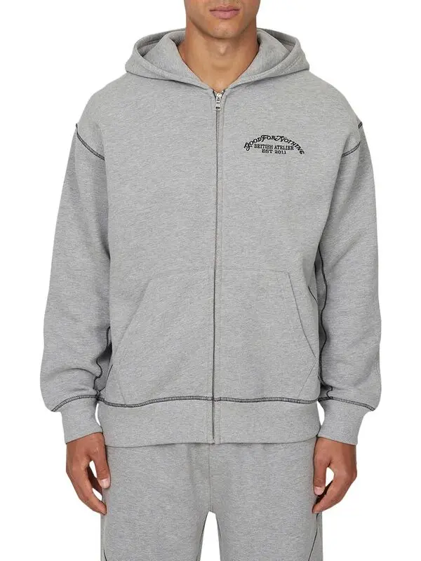 GOOD FOR NOTHING Coverlock Vintage Zip Hoodie - Grey Marl