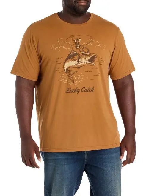 Lucky Brand Big & Tall Lucky Catch Graphic Tee - Rubber