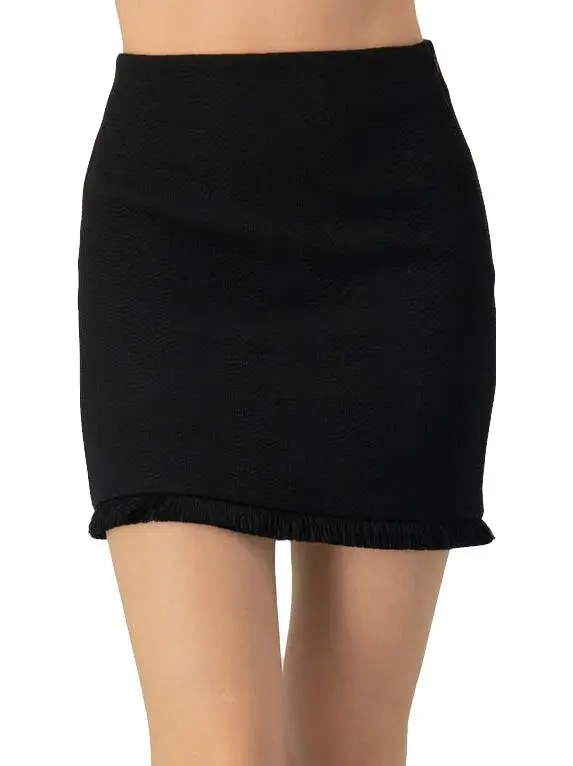 IVONNE Short Skirt With Fringe - Black