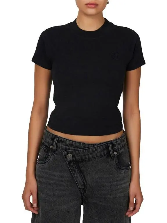 GOOD FOR NOTHING Emblem Slub Baby T-shirt - Black