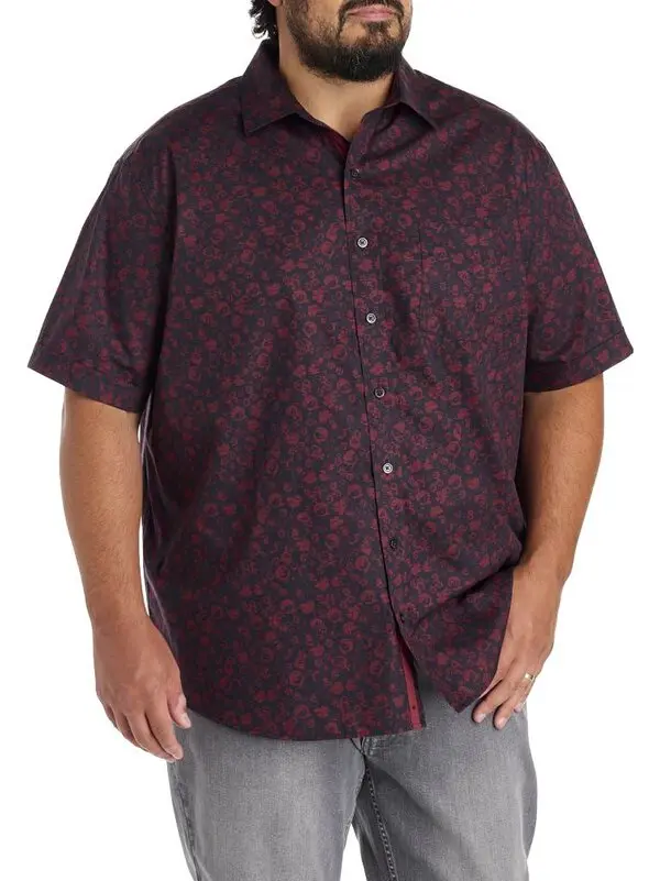 SYNRGY BY DXL Big & Tall Bold Floral Sport Shirt - Black