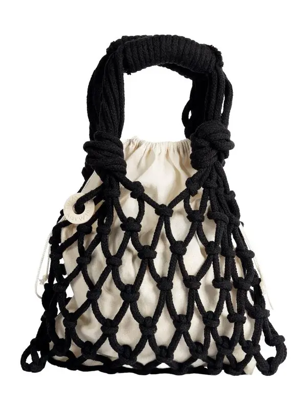 TIN MARIN Trenza Macramé Net Tote - Midnight Black