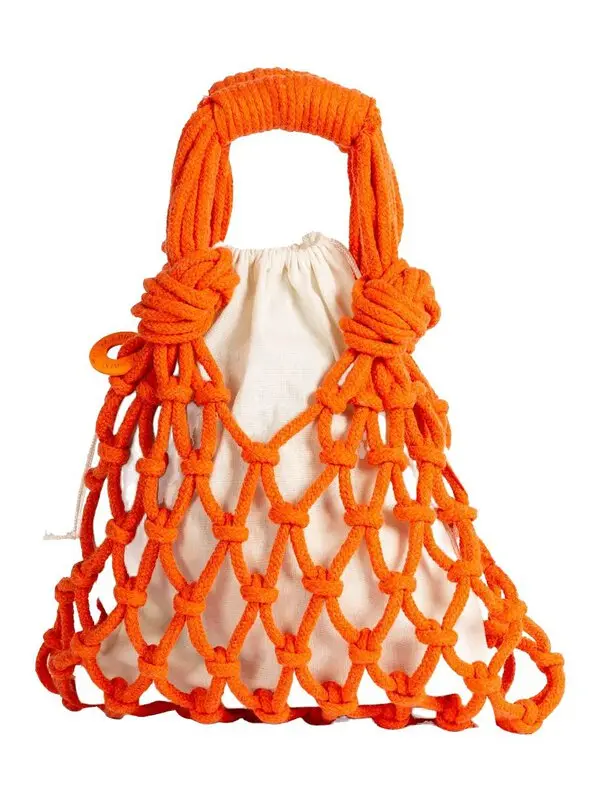 TIN MARIN Trenza Macramé Net Tote - Papaya Orange
