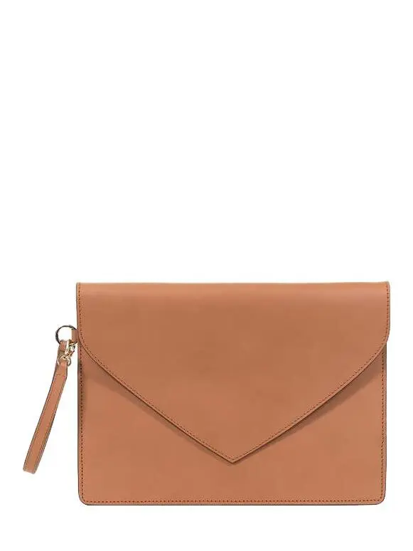 MODHER Envelope Clutch In Calfskin And Suede Leather - Brown