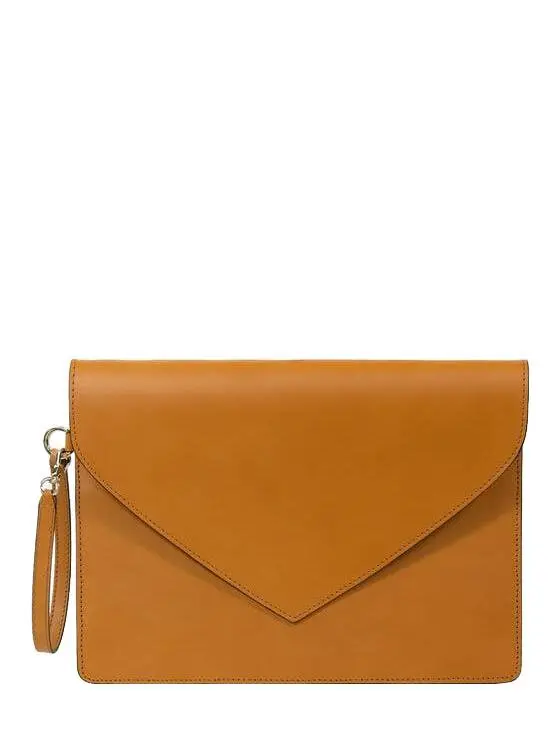 MODHER Envelope Clutch In Calfskin And Suede Leather - Tan