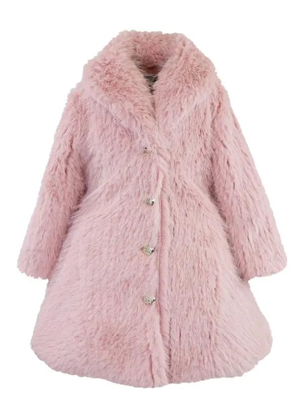 WIDGEON Faux Fur Shawl Collar Coat - Berry Rain Shag