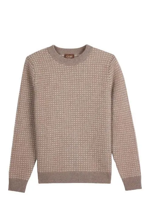 Gobi Cashmere Cashmere Waffle Knit Crewneck Sweater - Taupe