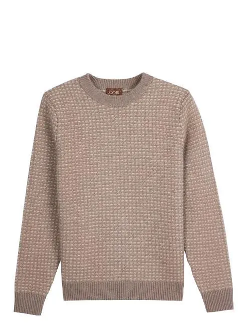 Gobi Cashmere Waffle Knit Crewneck Sweater - Taupe