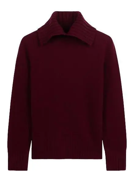 Gobi Cashmere Slit T-neck Cashmere Sweater - Zinfandel