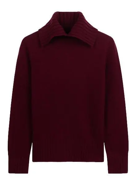 Gobi Cashmere Slit T-neck Sweater - Zinfandel