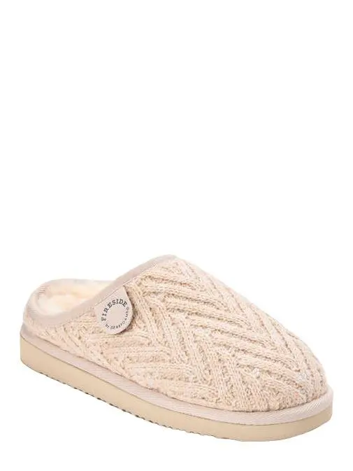 DEARFOAMS Fireside Greta Genuine Shearling Knit Clog Slipper - Bone