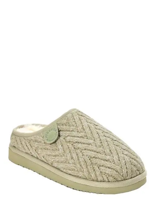 DEARFOAMS Fireside Greta Genuine Shearling Knit Clog Slipper - Seagrass