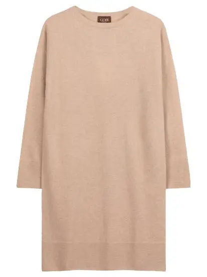 Gobi Cashmere Cashmere Knit C-neck Dress - Beige