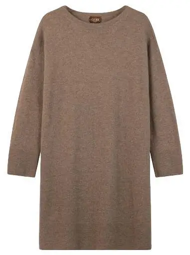 Gobi Cashmere Cashmere Knit C-neck Dress - Taupe