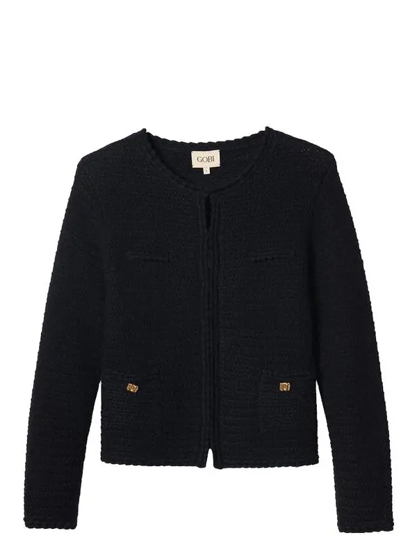 Gobi Cashmere Textured Knit Cashmere Jacket-style Cardigan - Black