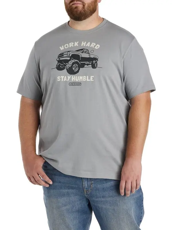LIFE IS GOOD Big & Tall Stay Humble Truck Graphic Tee - Grey