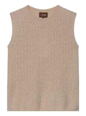 Gobi Cashmere Ajour Knit Cashmere Vest - Beige