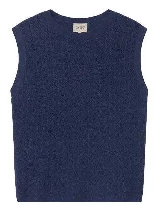 Gobi Cashmere Ajour Knit Cashmere Vest - Crown Blue