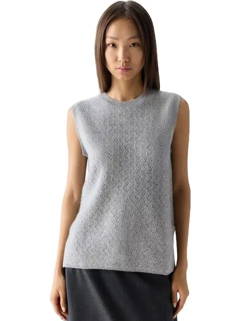 Gobi Cashmere Ajour Knit Cashmere Vest - High Rise